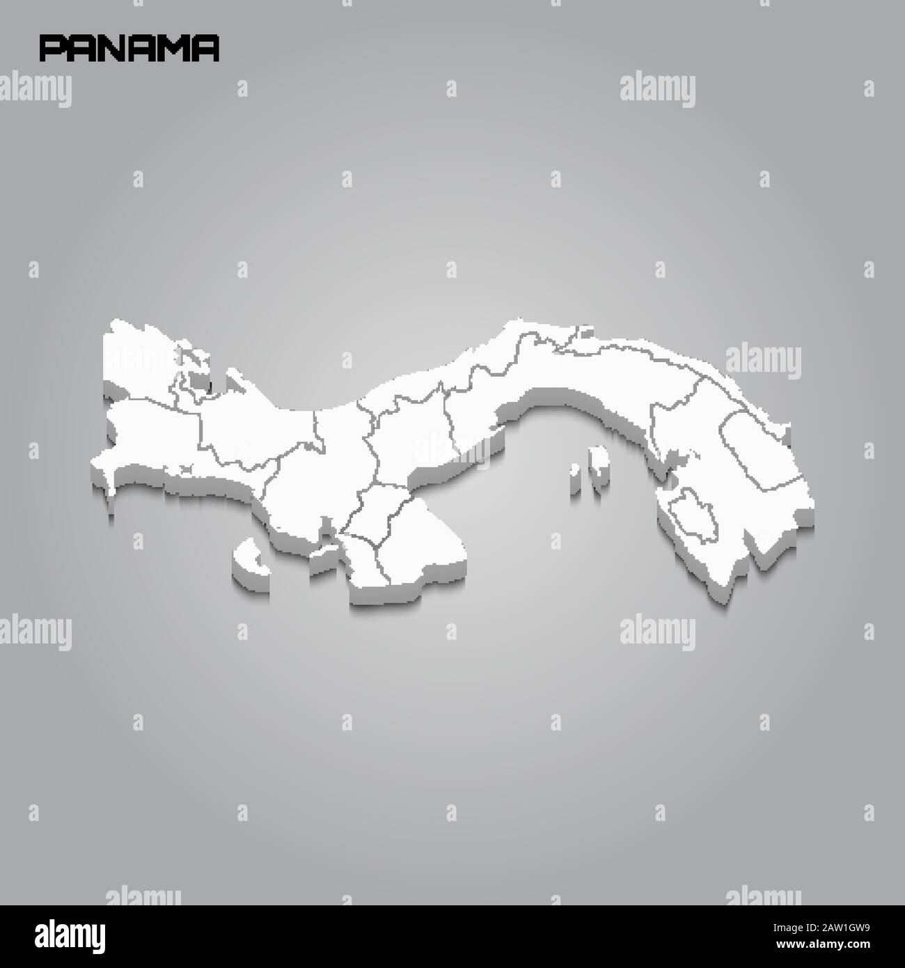 Panama 3d map borders Stock Vector Images - Alamy