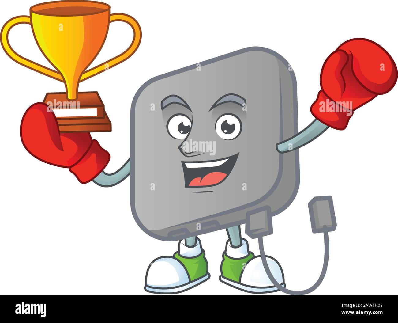 Super cool Boxing winner of power bank in mascot cartoon design Stock ...