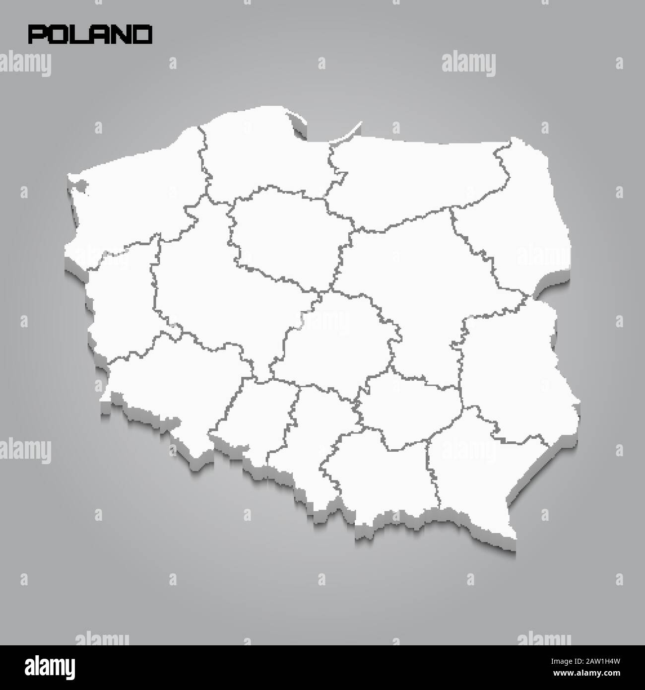 Poland 3d map with borders of regions. Vector illustration Stock Vector ...