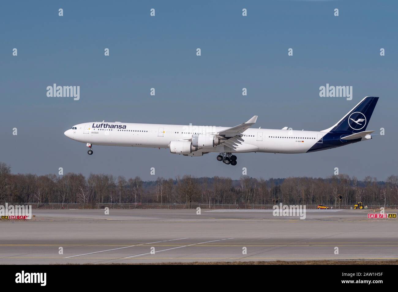 Munich, Germany - 27. February 2019 : Lufthansa Airbus A340-642 with ...