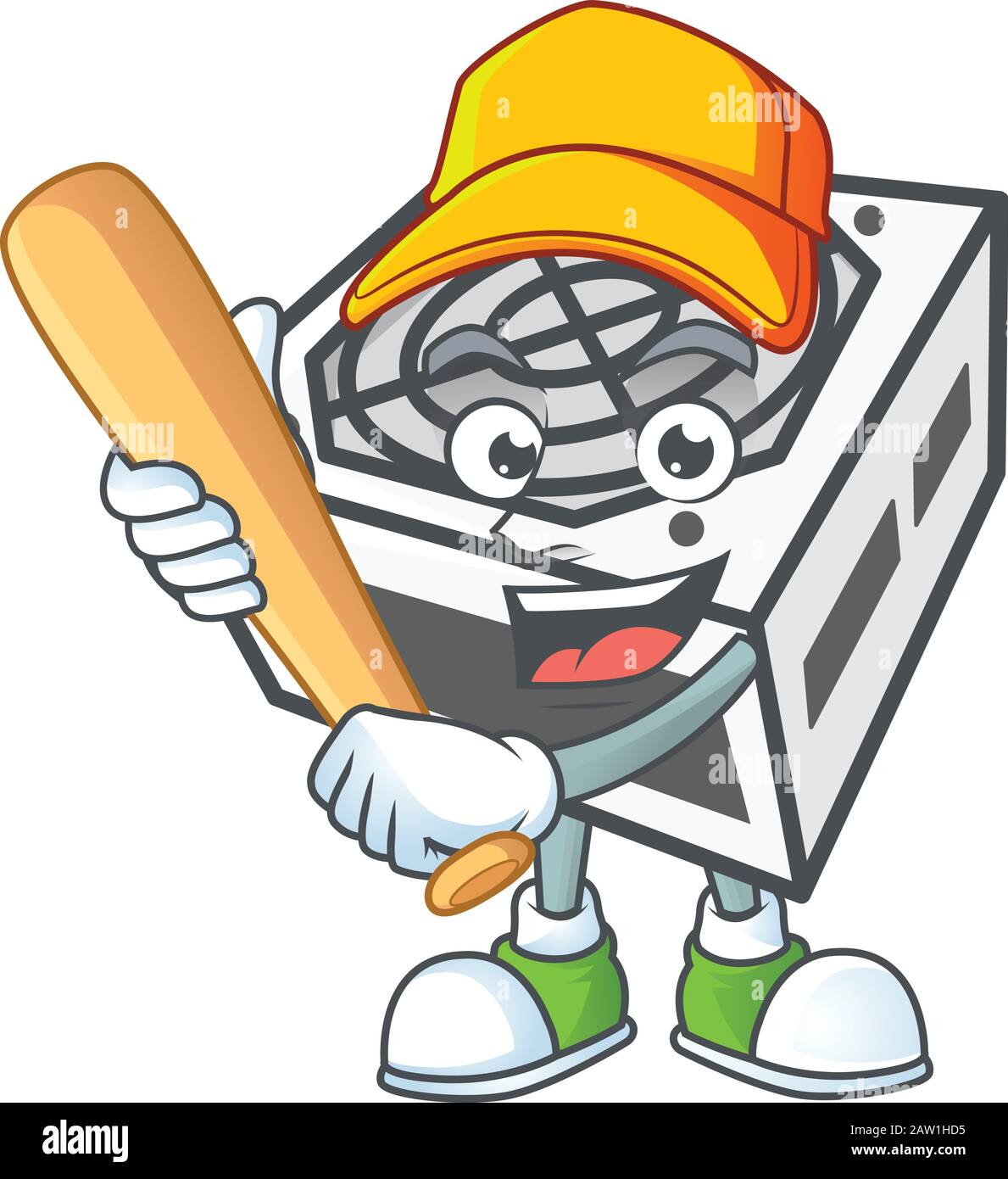 An active healthy power supply unit white color mascot design style ...
