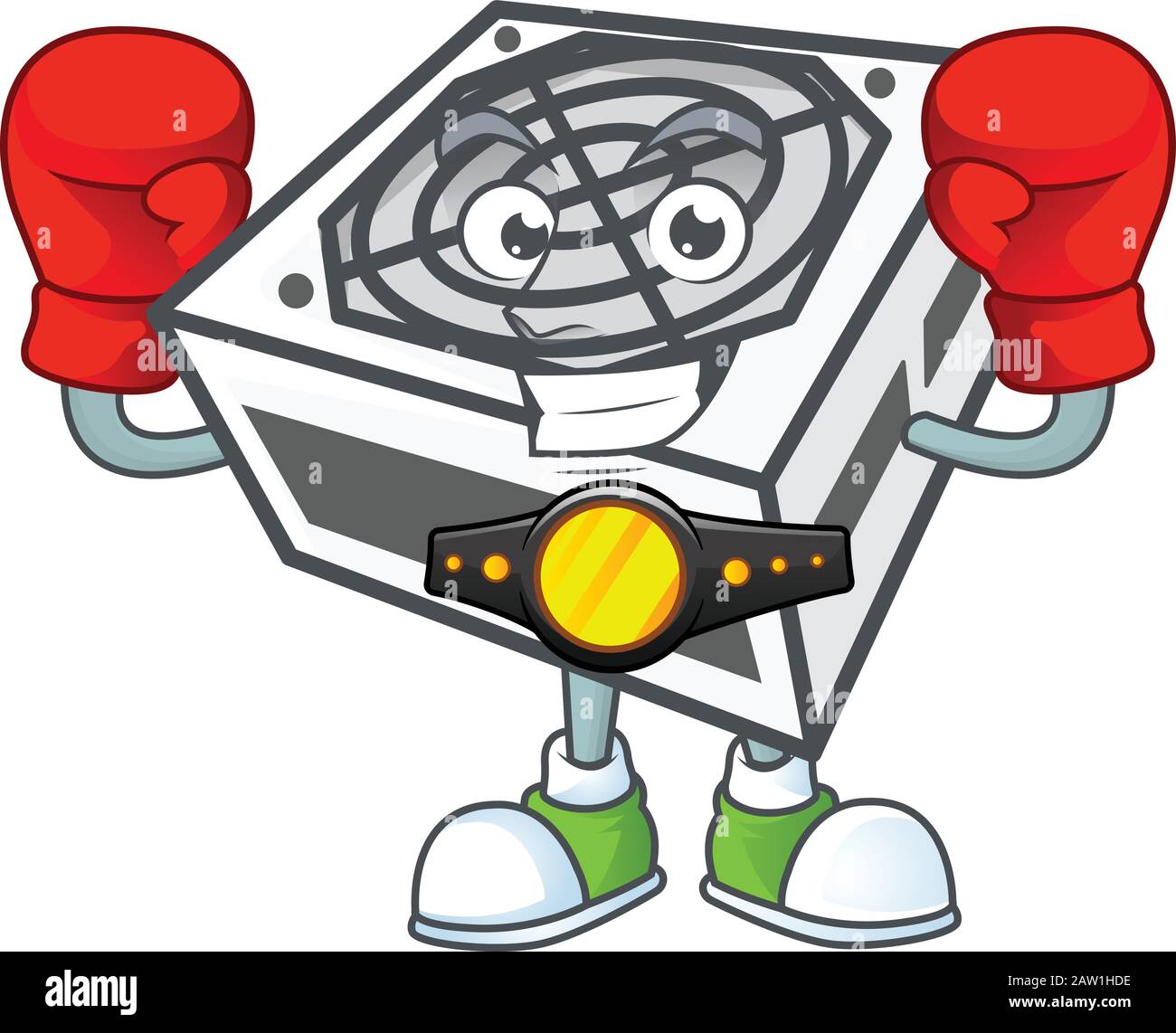 A sporty Boxing power supply unit white color cartoon character design ...