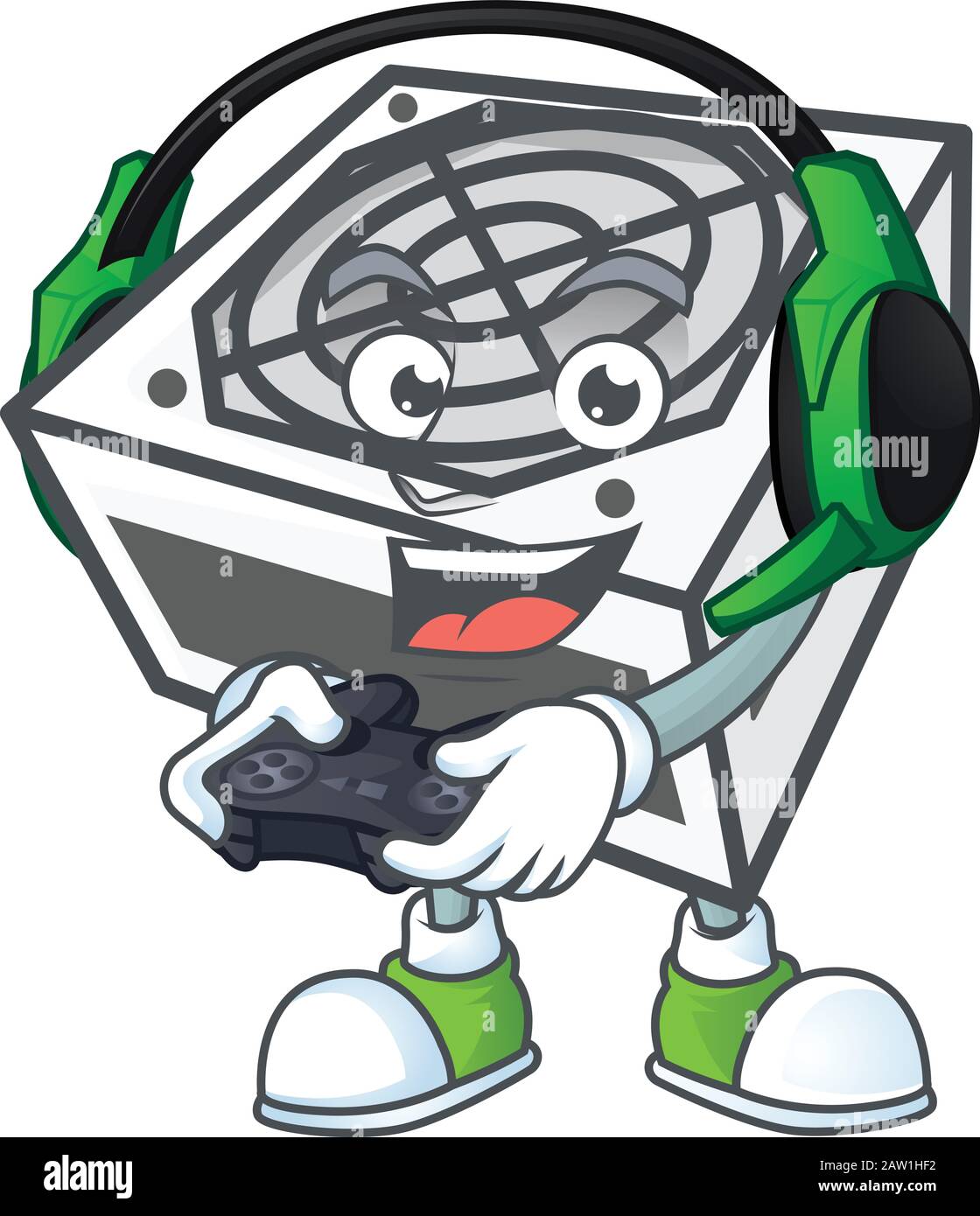 Power supply unit white color cartoon picture play a game with ...