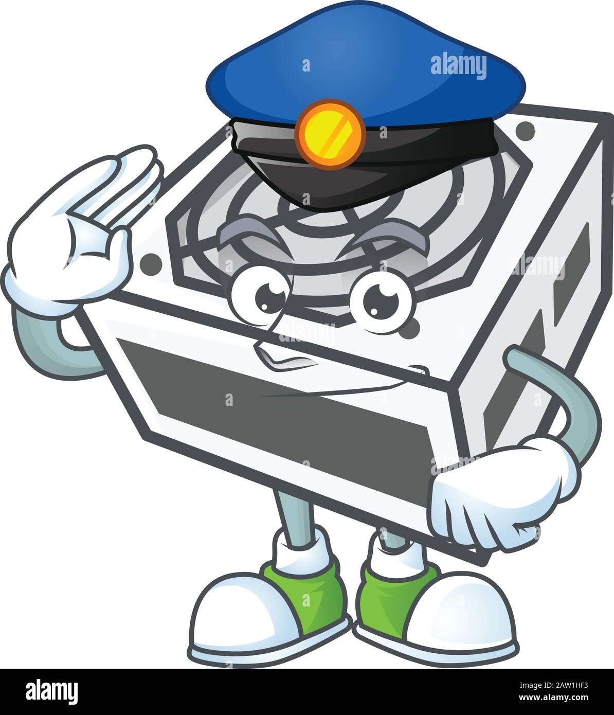A character design of power supply unit white color working as a Police ...