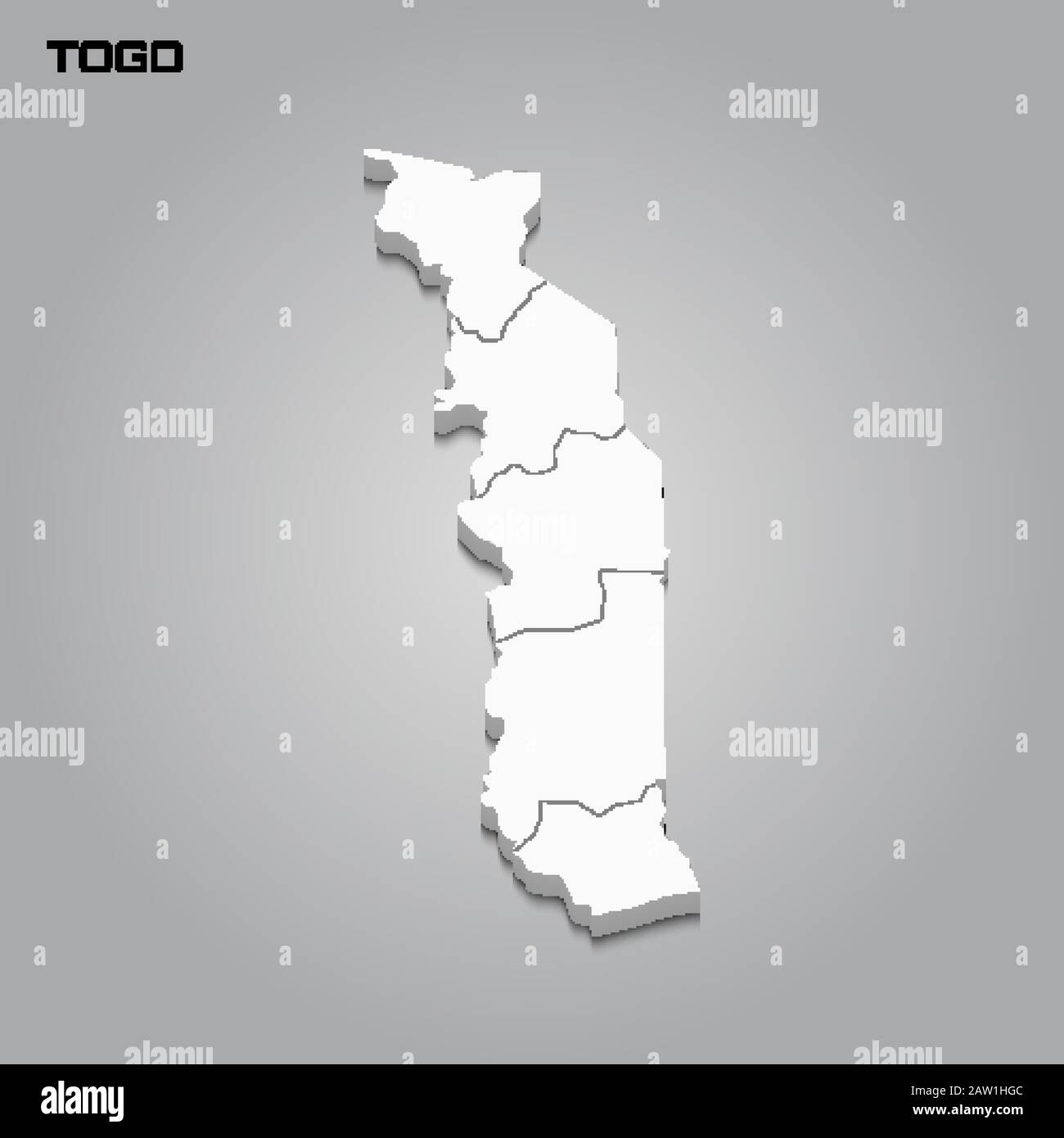 Togo 3d map with borders of regions. Vector illustration Stock Vector ...