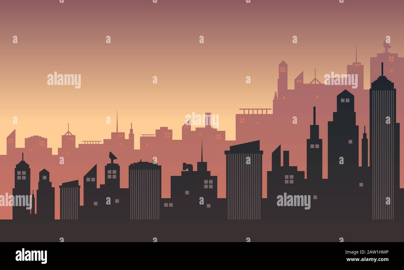 Illustration of urban silhouette with a twilight atmosphere Stock Vector Image & Art - Alamy