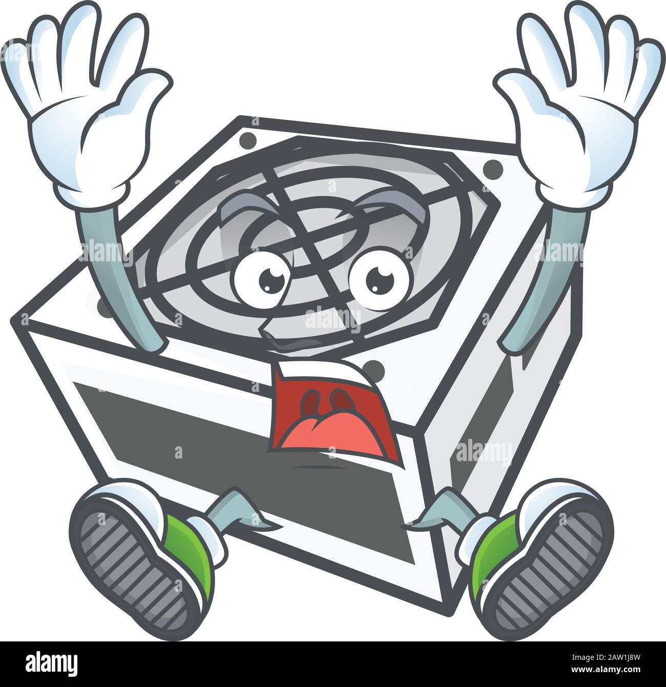 A picture of power supply unit white color cartoon design with shocking ...