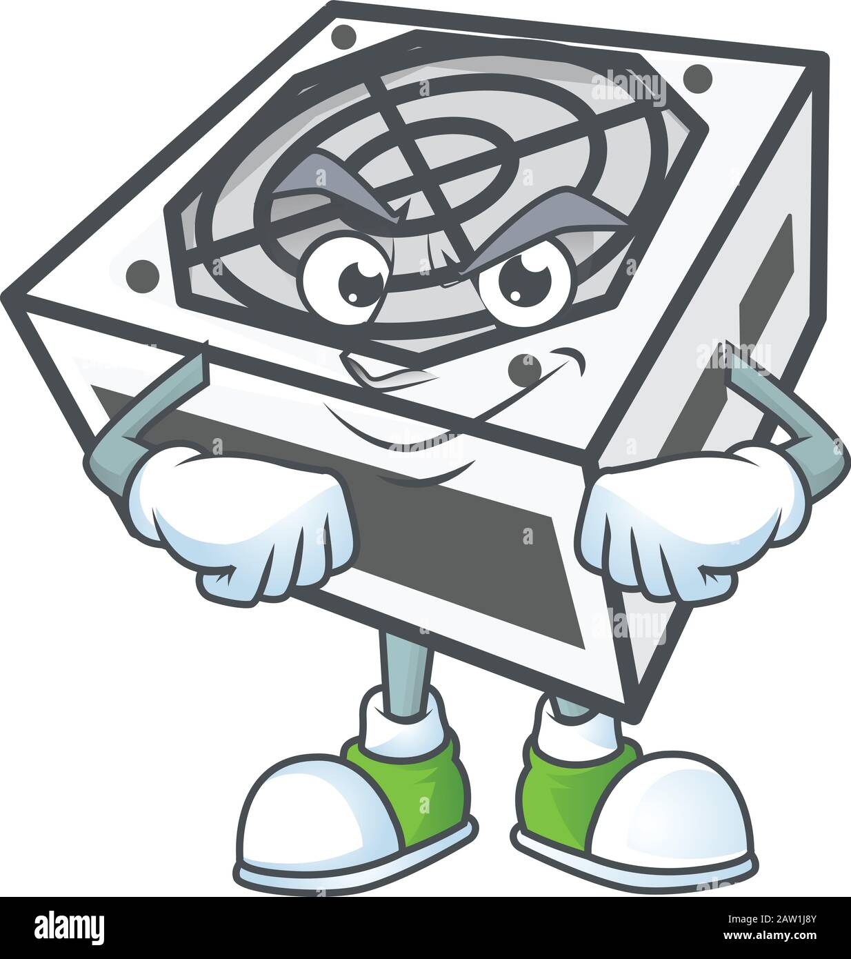 Power supply unit white color mascot icon design style with Smirking ...