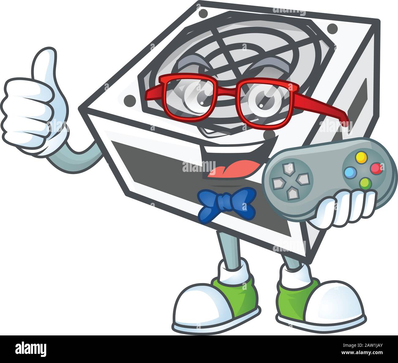 An attractive gamer power supply unit white color cartoon character ...