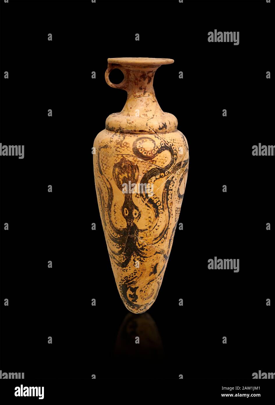 The Minoan decorated conical rhython with Marine style stylised octopus ...