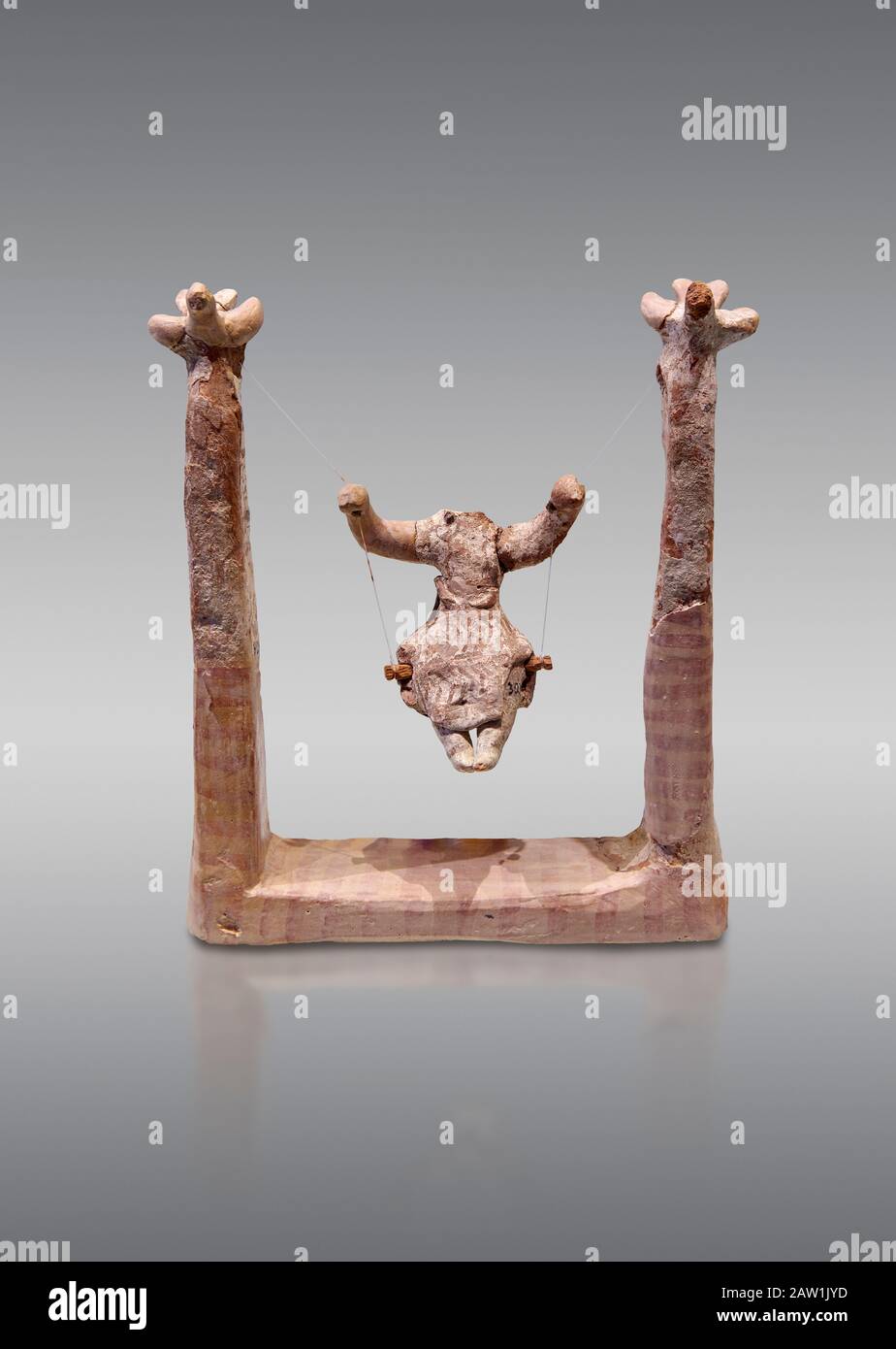 Minoan clay model of a divine figure on a swing , Agia Triada 1700-1600 ...