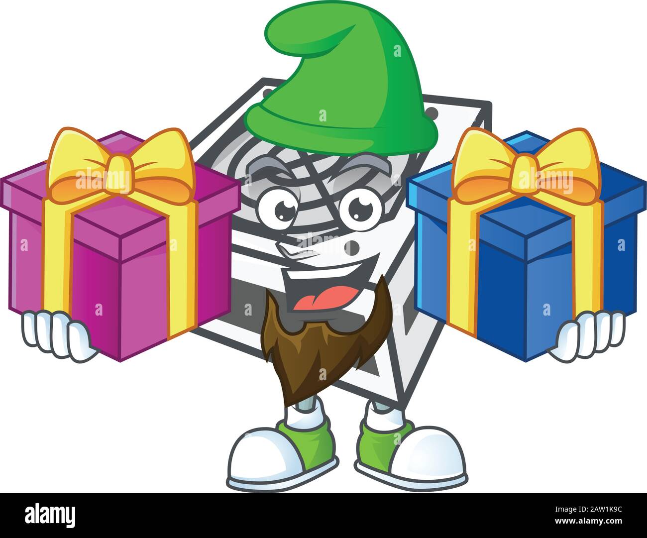 A charming power supply unit white color cartoon mascot style with two ...