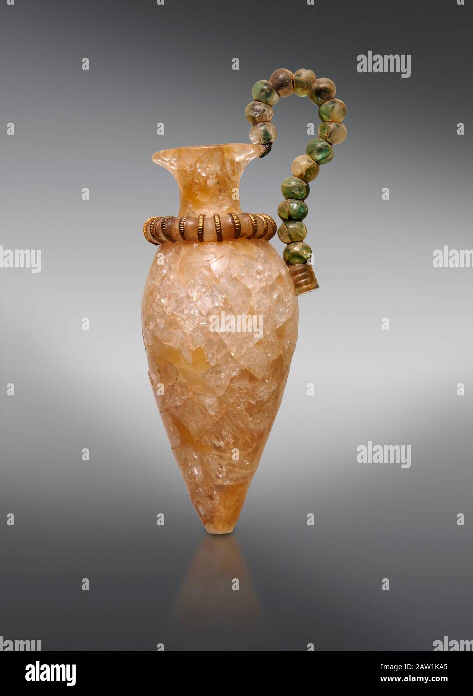 Minoan small luxury rock crystal rhython with a handle of crstal deads ...