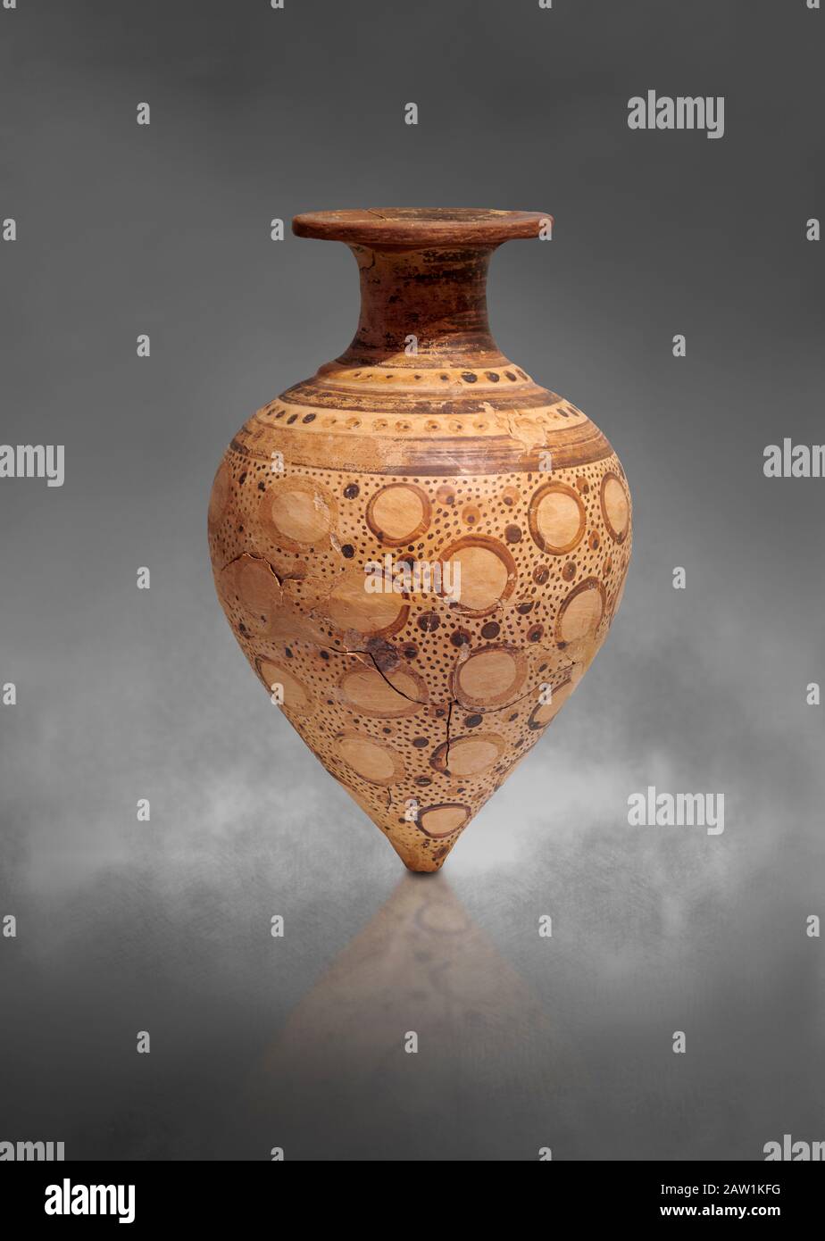 Minoan decorated rhython libation vessel with ring design, Gournia 1600 ...