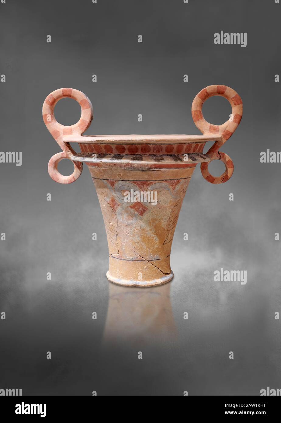 Minoan clay ritual vessel with figure of eight handles, Isopata 1450 ...