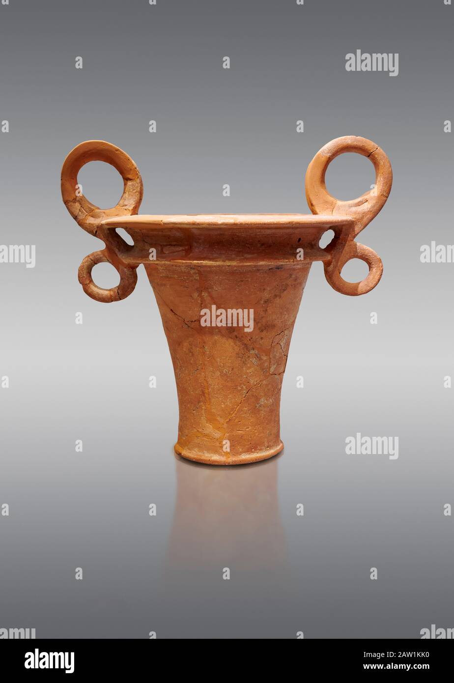 Minoan clay ritual vessel with figure of eight handles, Isopata 1450 ...