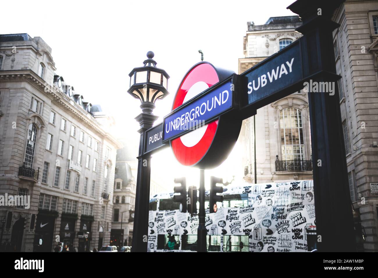 Hi-Key rendering of the Picadilly London Underground (subway, Tube ...