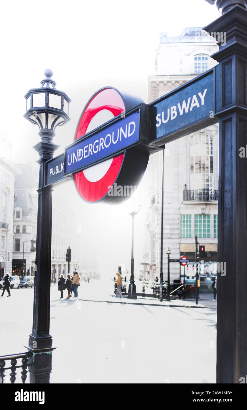 Hi-Key rendering of the Picadilly London Underground (subway, Tube ...
