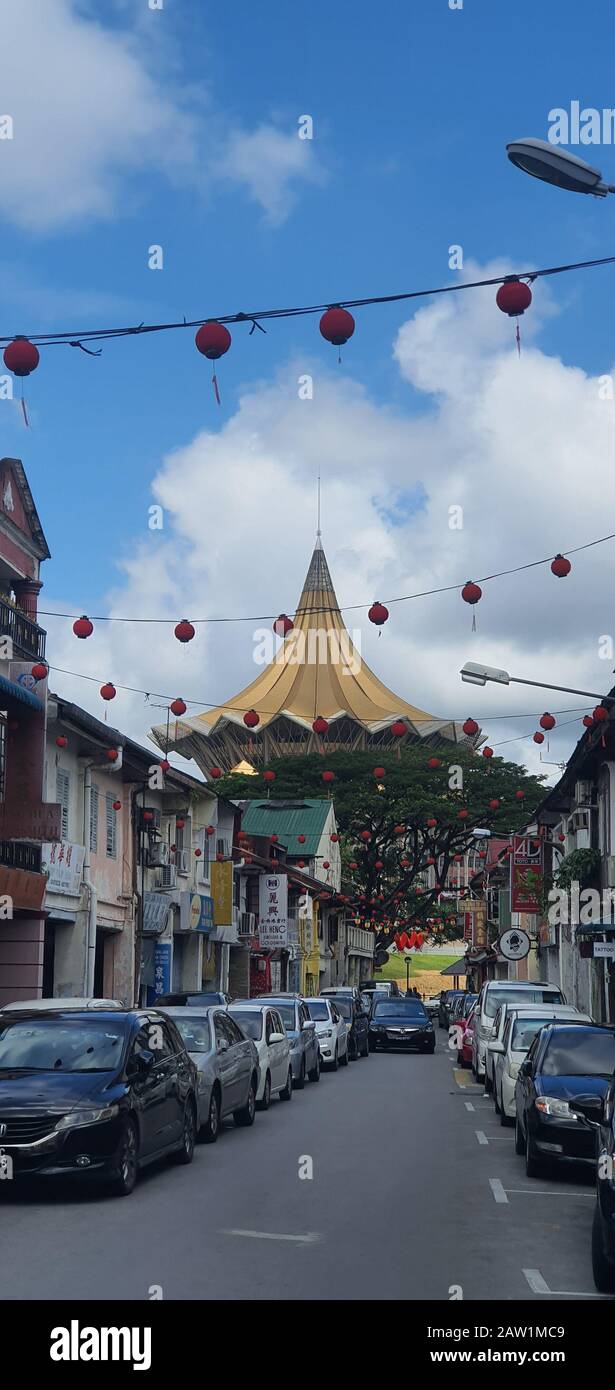 Kuching, Sarawak / Malaysia - February 6, 2020: The Waterfront area and ...