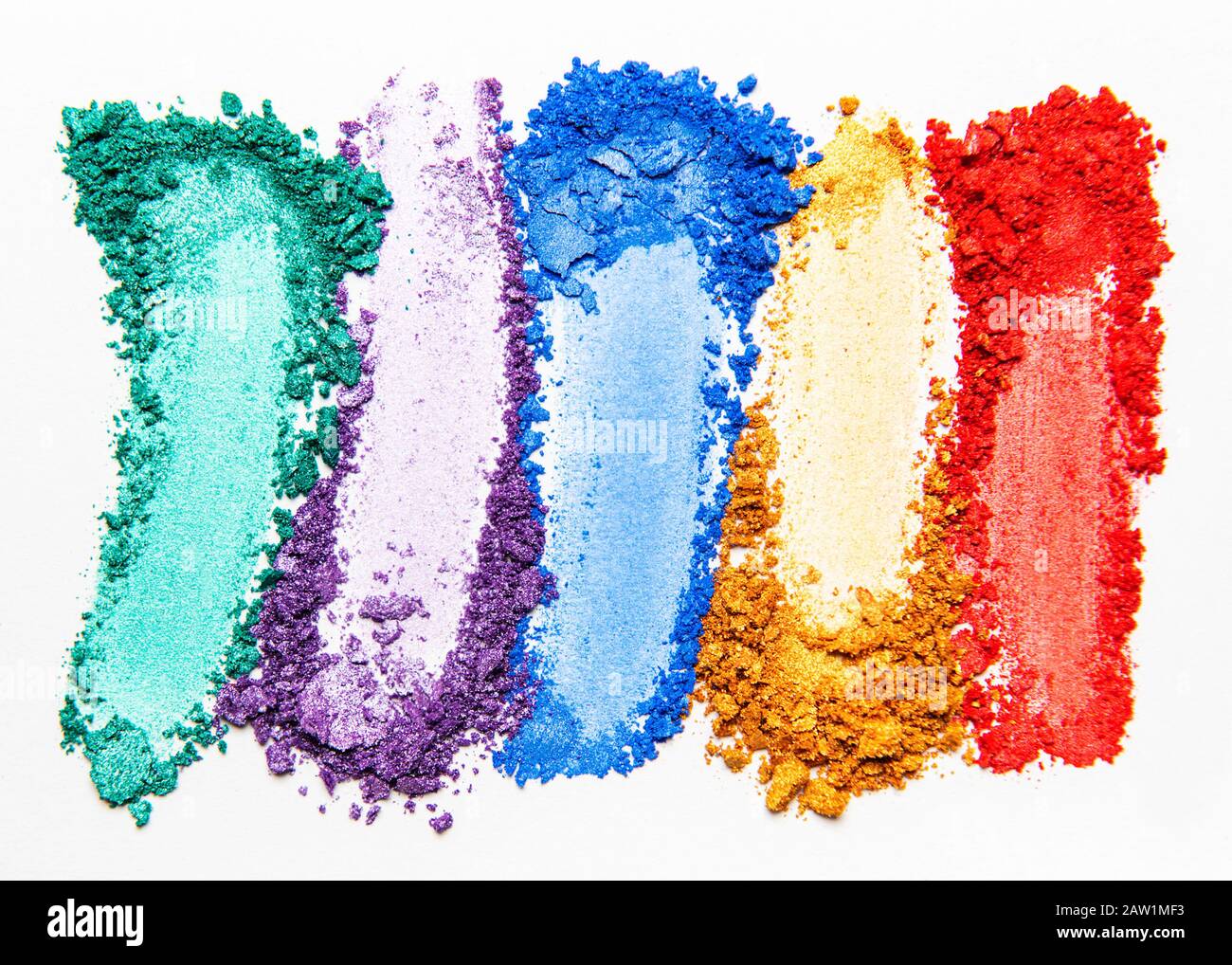 Cosmetics swatches beauty products eyeshadow on white background. Top ...