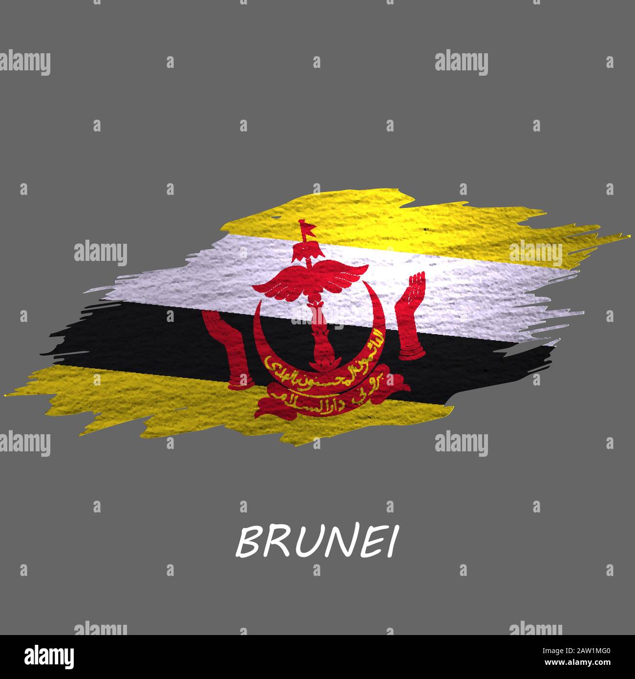 Grunge styled flag of Brunei. Brush stroke background Stock Vector ...