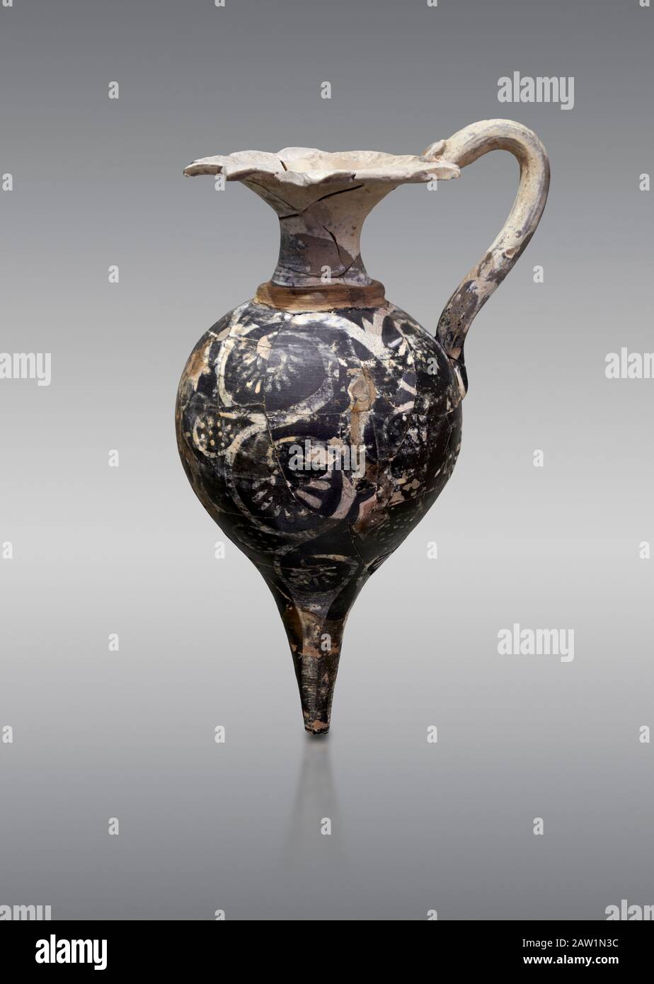 Minoan ritual rhython with flower shaped mouth and decorations ...