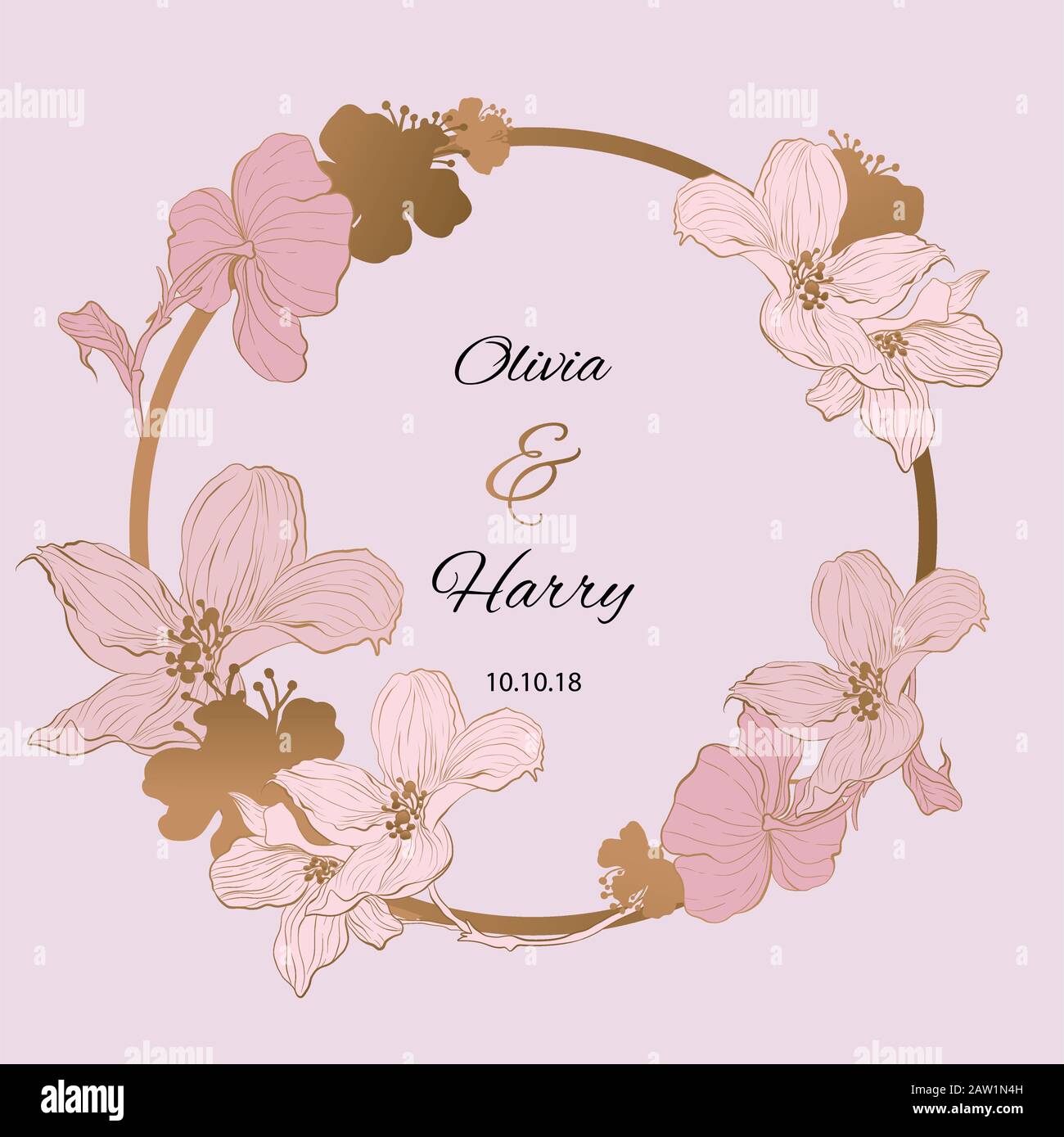 Vector decorative wedding invite. Postcard elegant template Stock ...