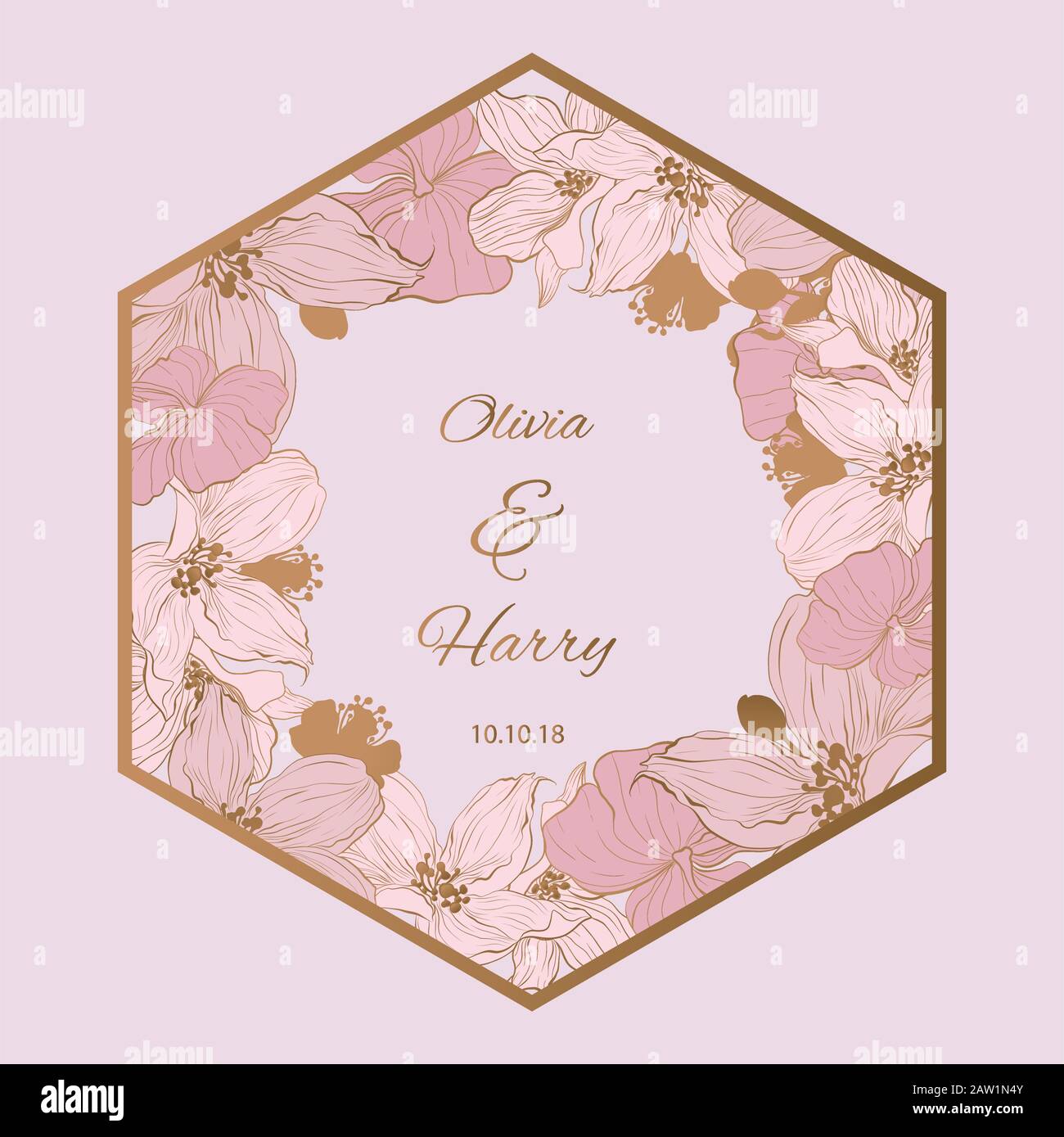 Vector decorative wedding invite. Postcard elegant template Stock ...