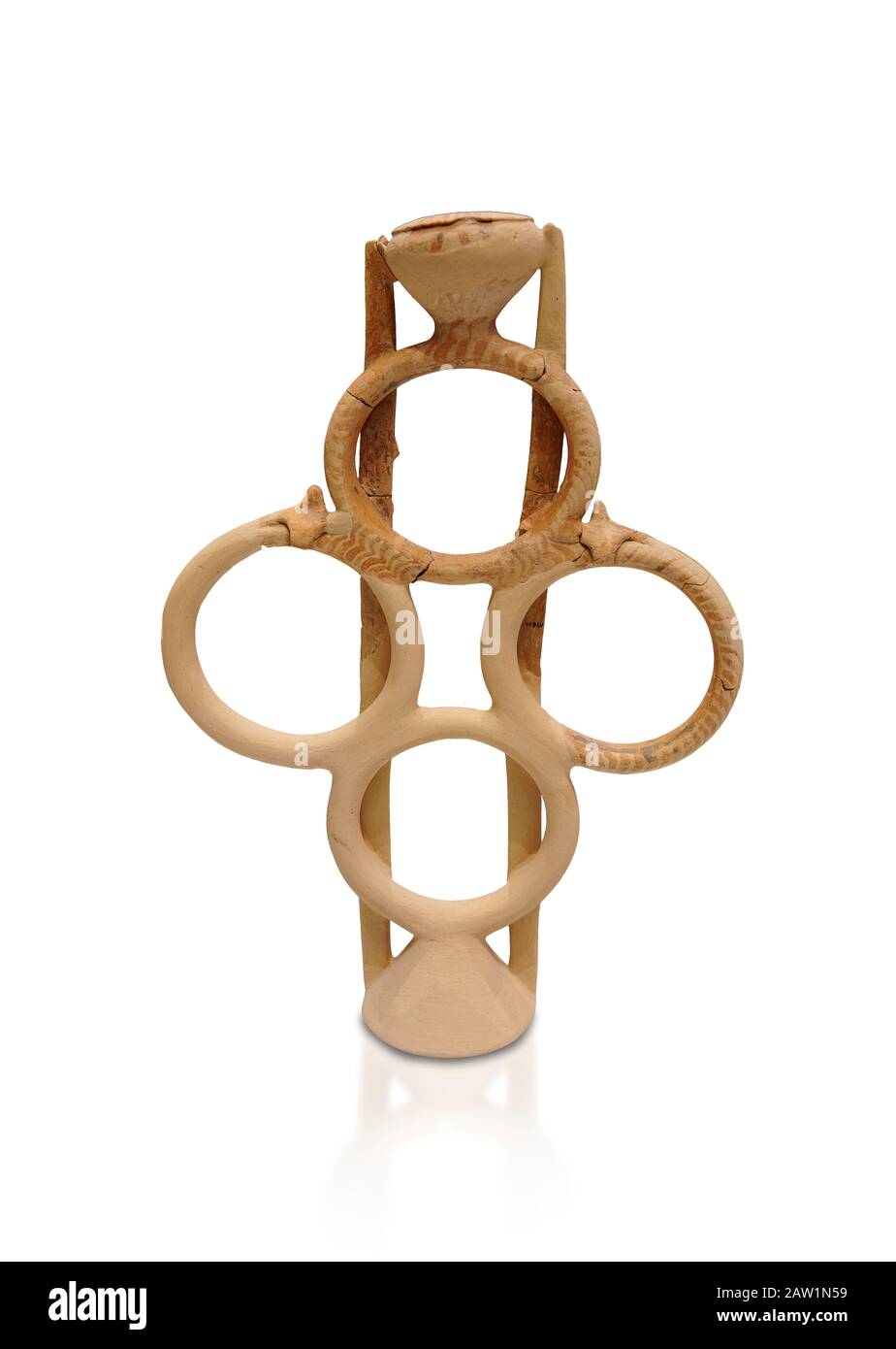 Unusual Minoan rhython libation vessel consisting of hollow rings ...