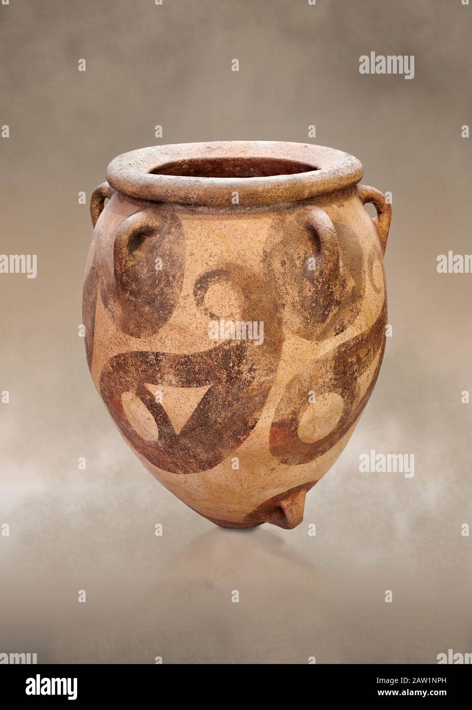 Minoan cly polychrome decorated storage pithos, Protopalatial period ...