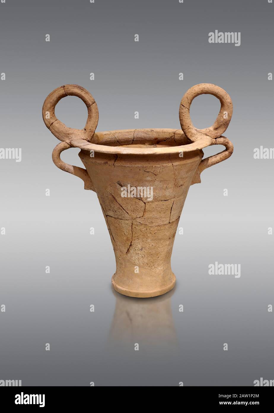 Minoan ritual vessel with figure of eight handles imitating Egyptian ...