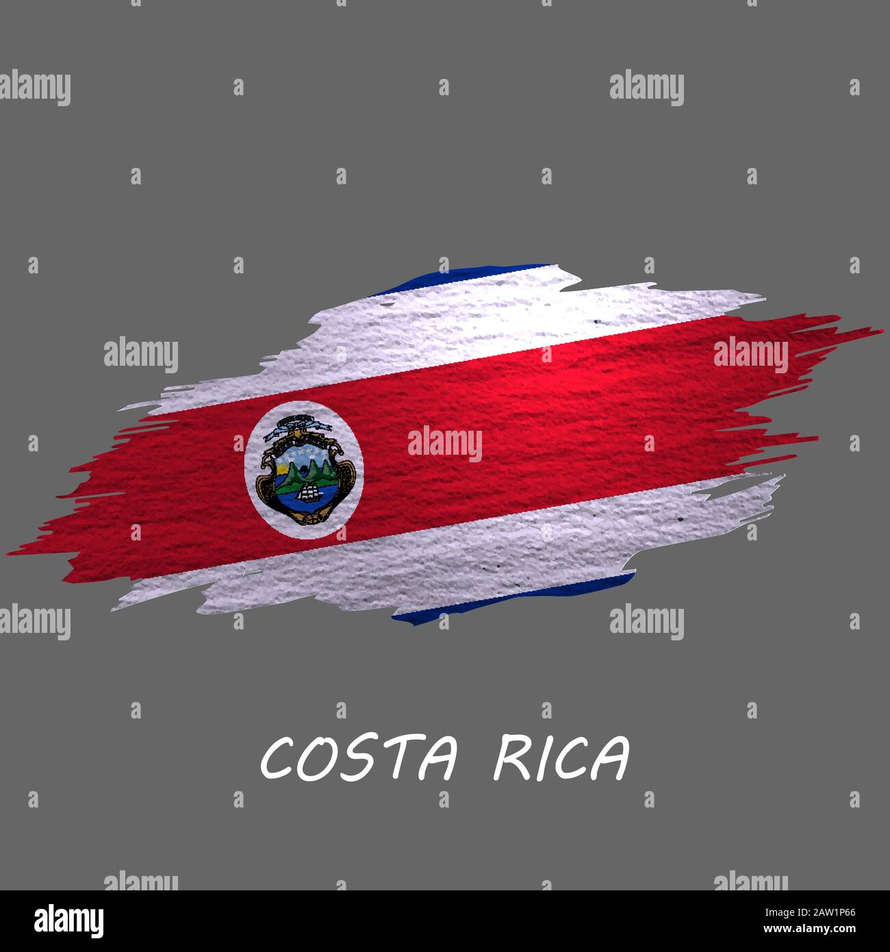 Grunge Styled Flag Of Costa Rica Brush Stroke Background Stock Vector