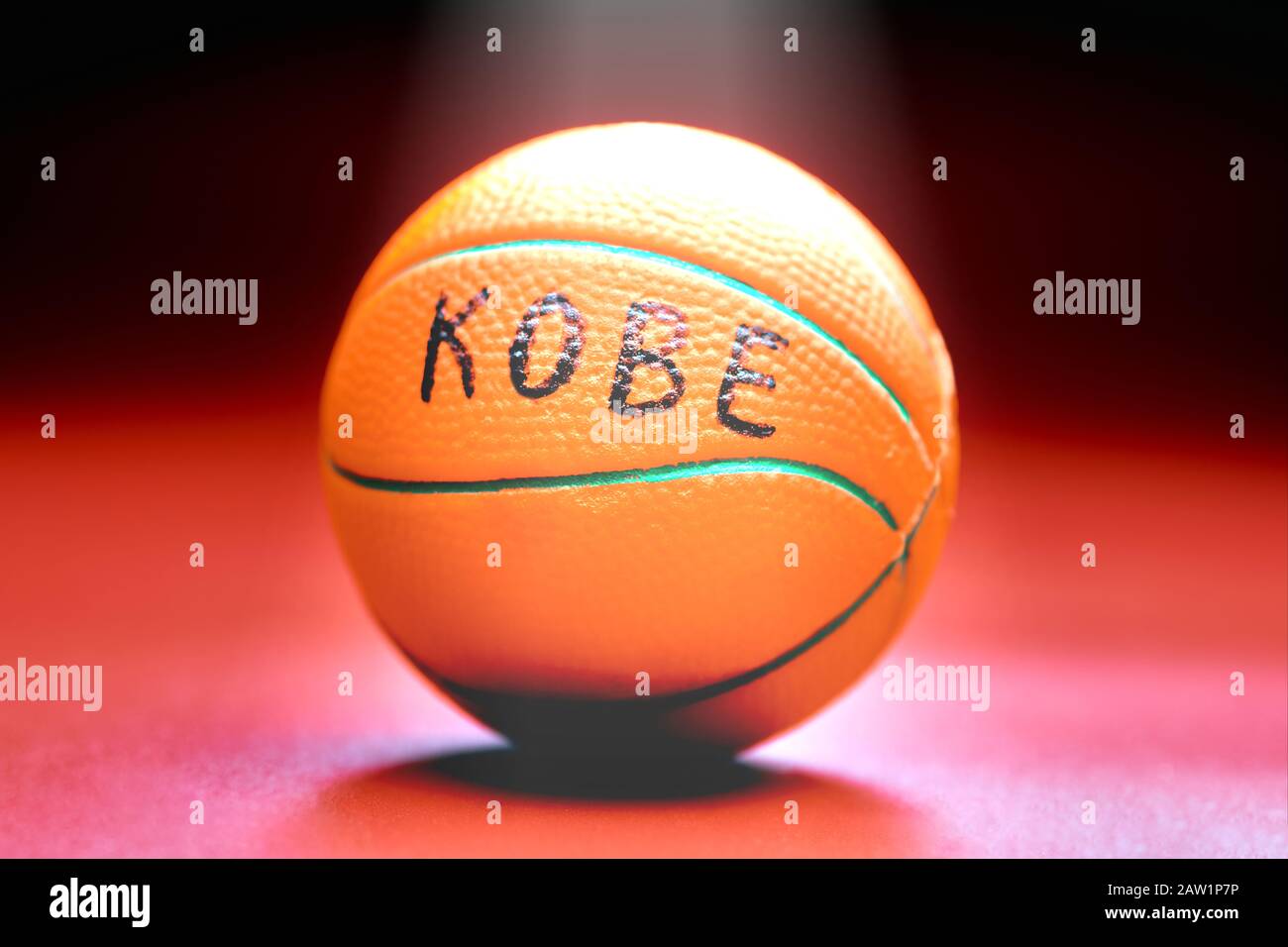 Basketball ball with KOBE text, red background. Famous basketball ...