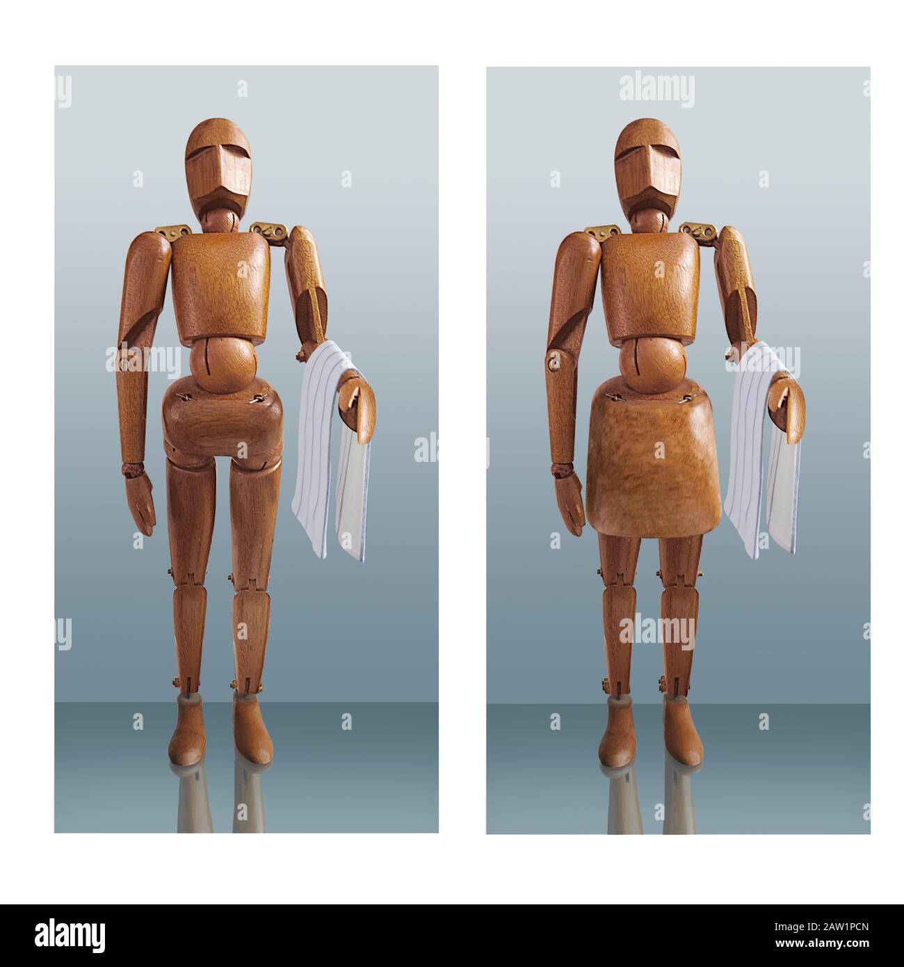 Wooden man illustration realistic design Stock Photo - Alamy