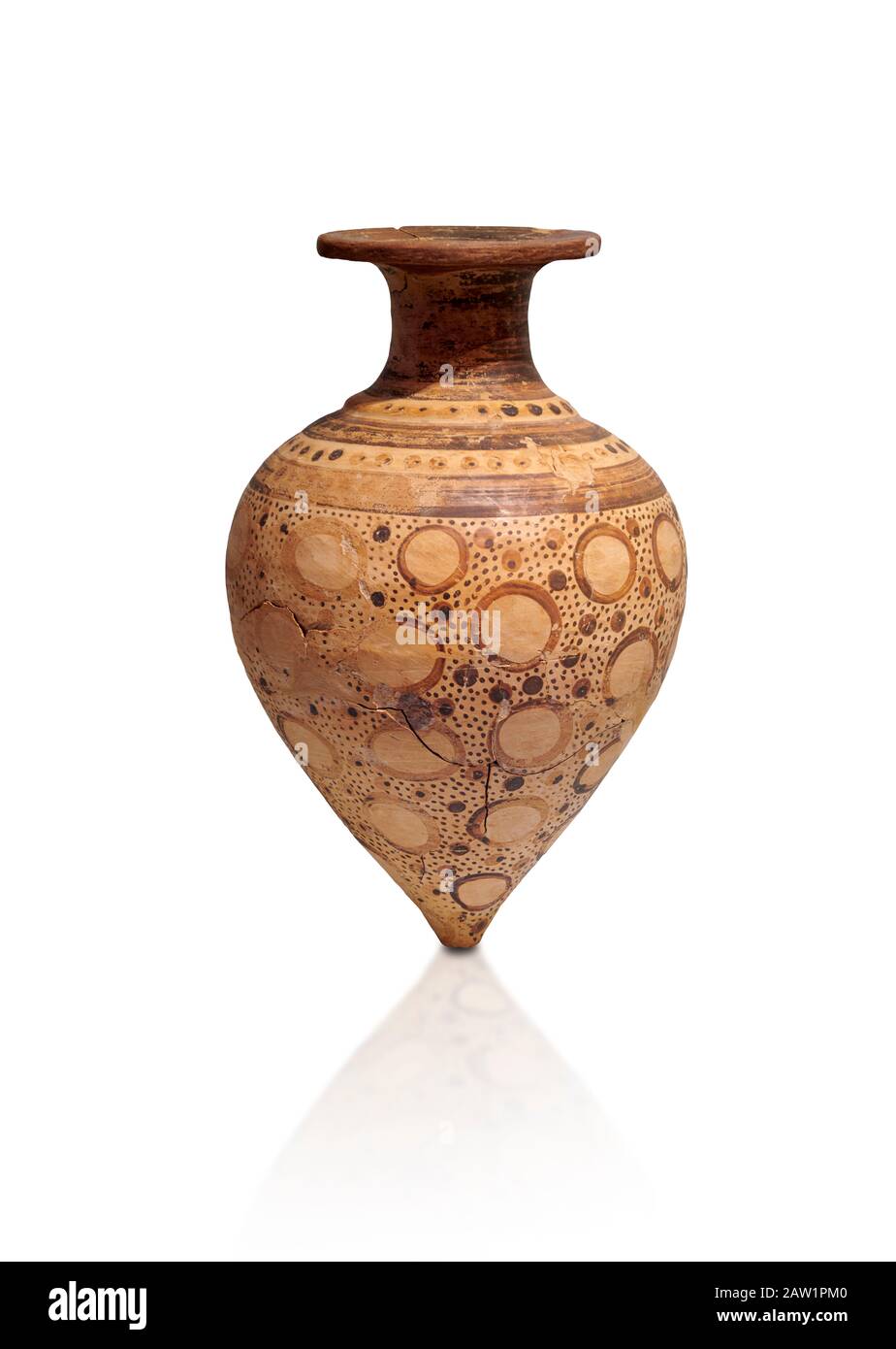 Minoan decorated rhython libation vessel with ring design, Gournia 1600 ...