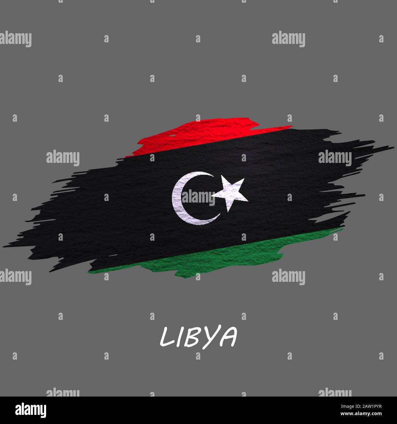 Grunge styled flag of Libya. Brush stroke background Stock Vector Image ...
