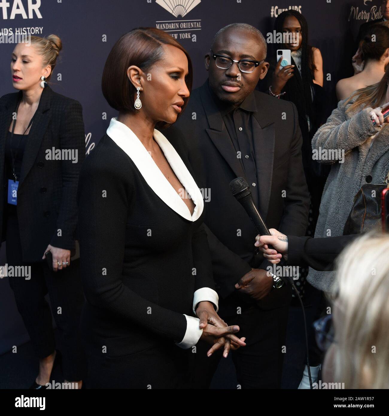 New York, USA. 05th Feb, 2020. Iman and Edward Enninful at the amfAR ...