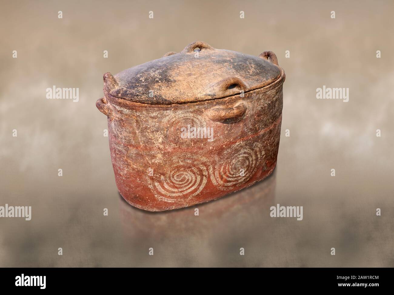 The Minoan clay burial larnax chest with swirl design, Neopalatial ...