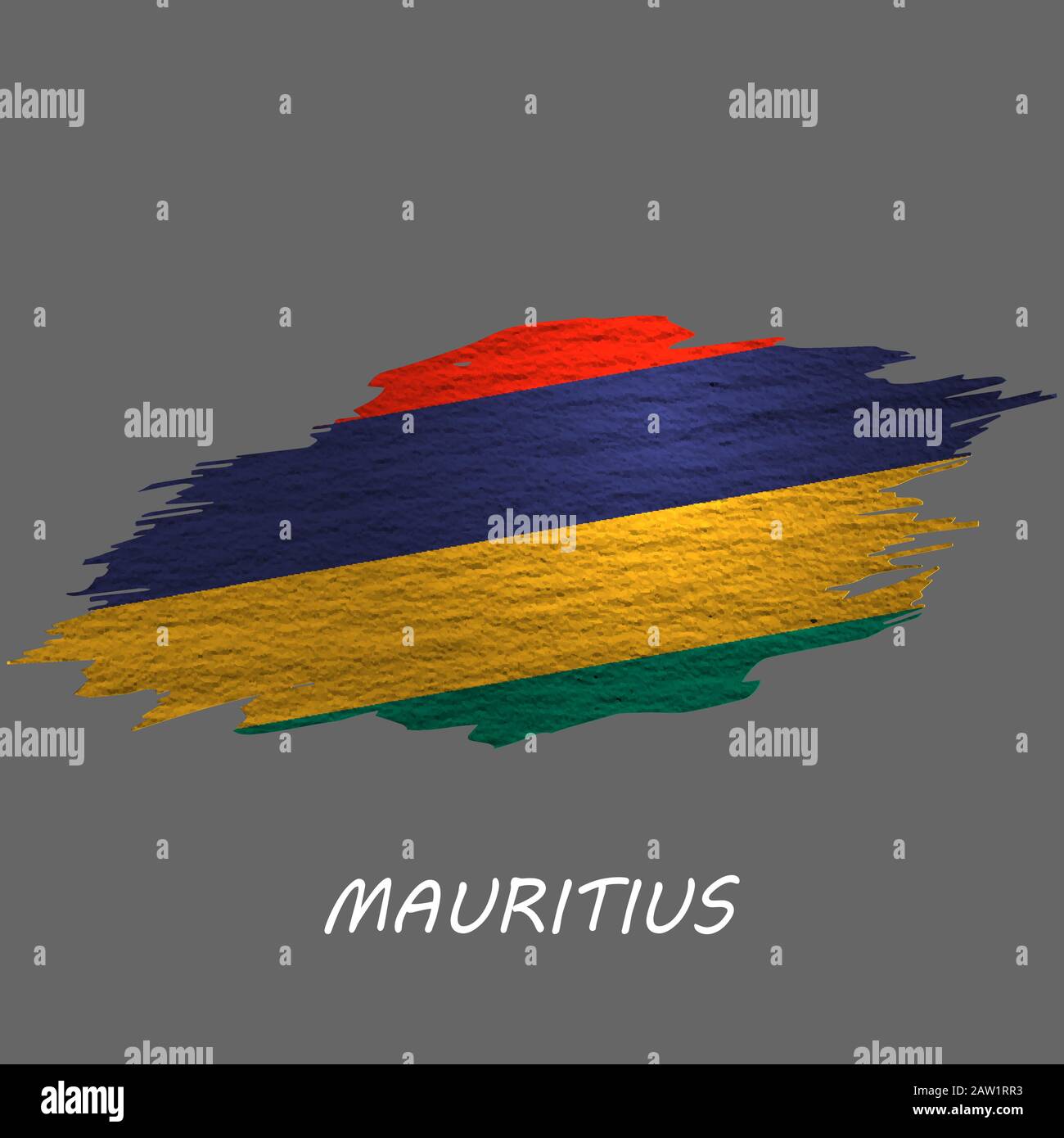 Grunge styled flag of Mauritius. Brush stroke background Stock Vector ...