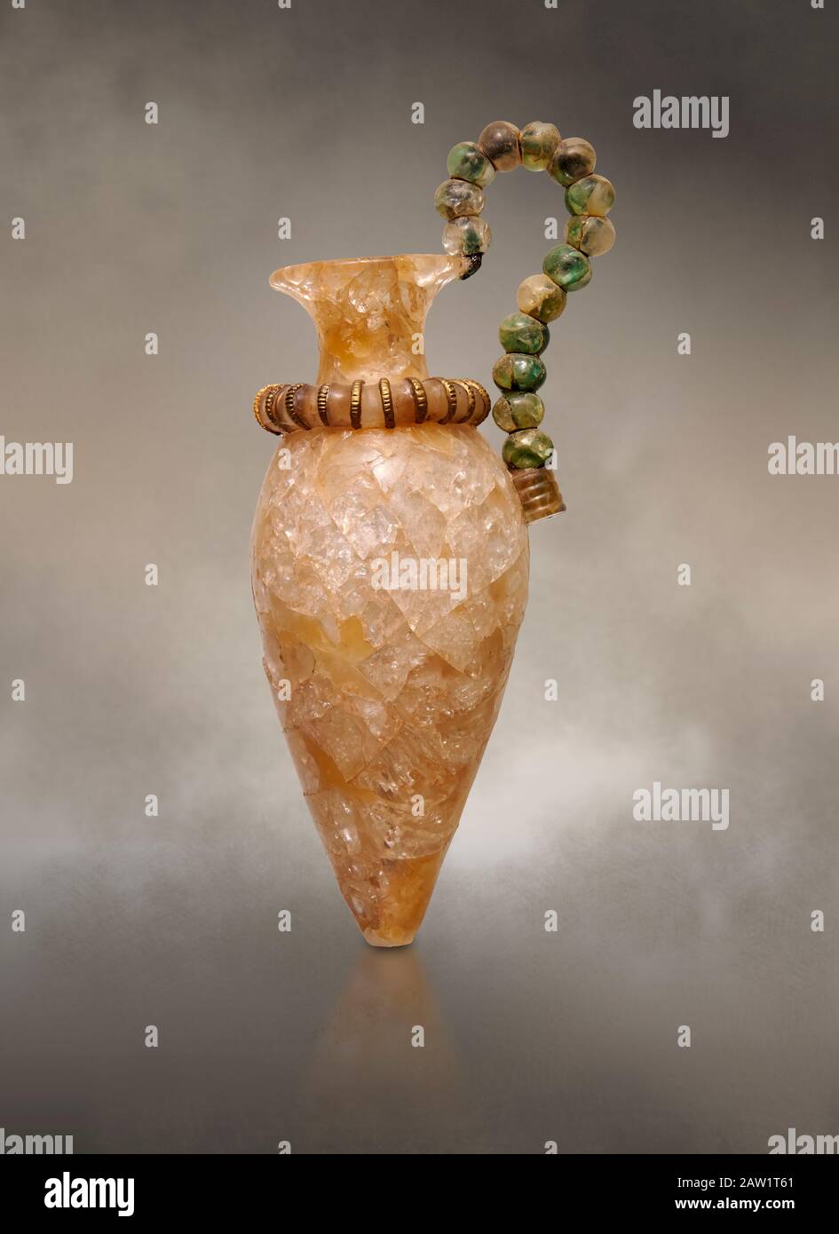 Minoan small luxury rock crystal rhython with a handle of crstal deads ...