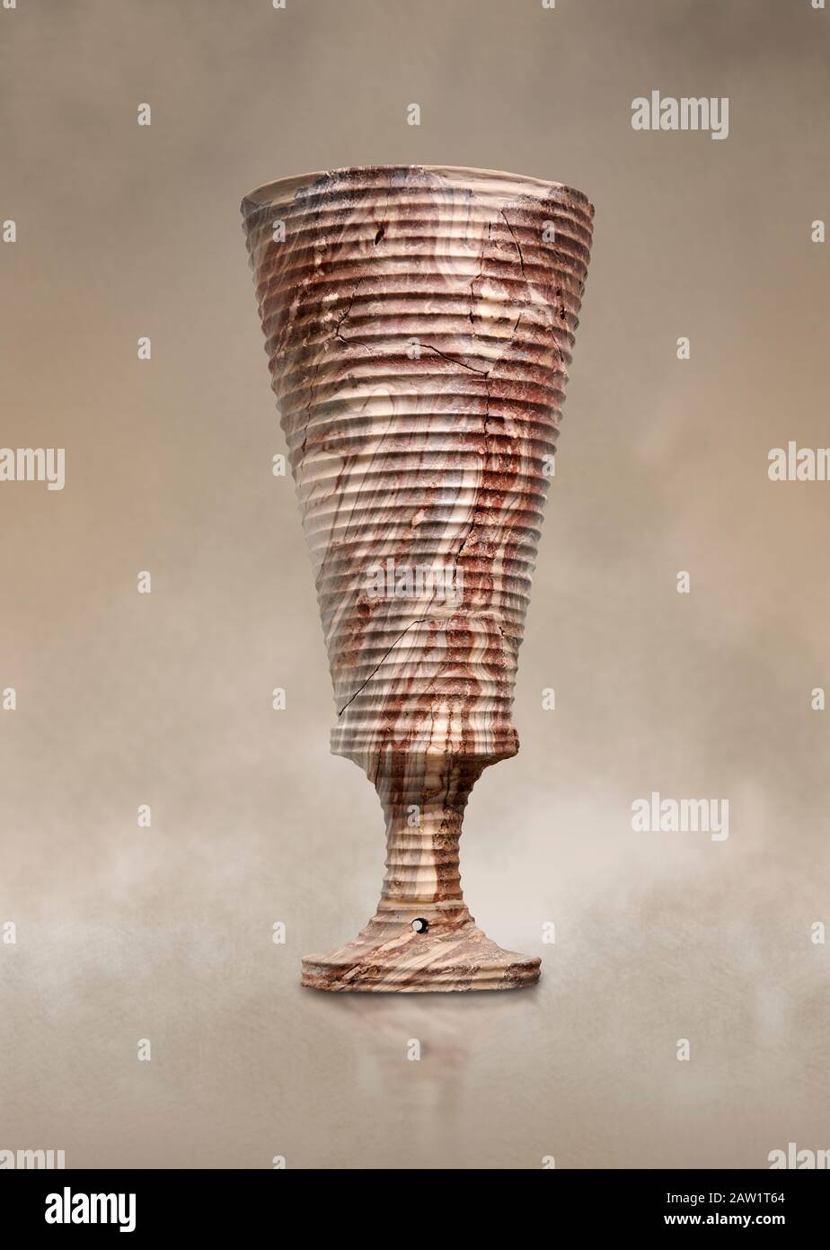 Minoan stone chalice made of spotted Nisyros Obsidian, Zakros central ...