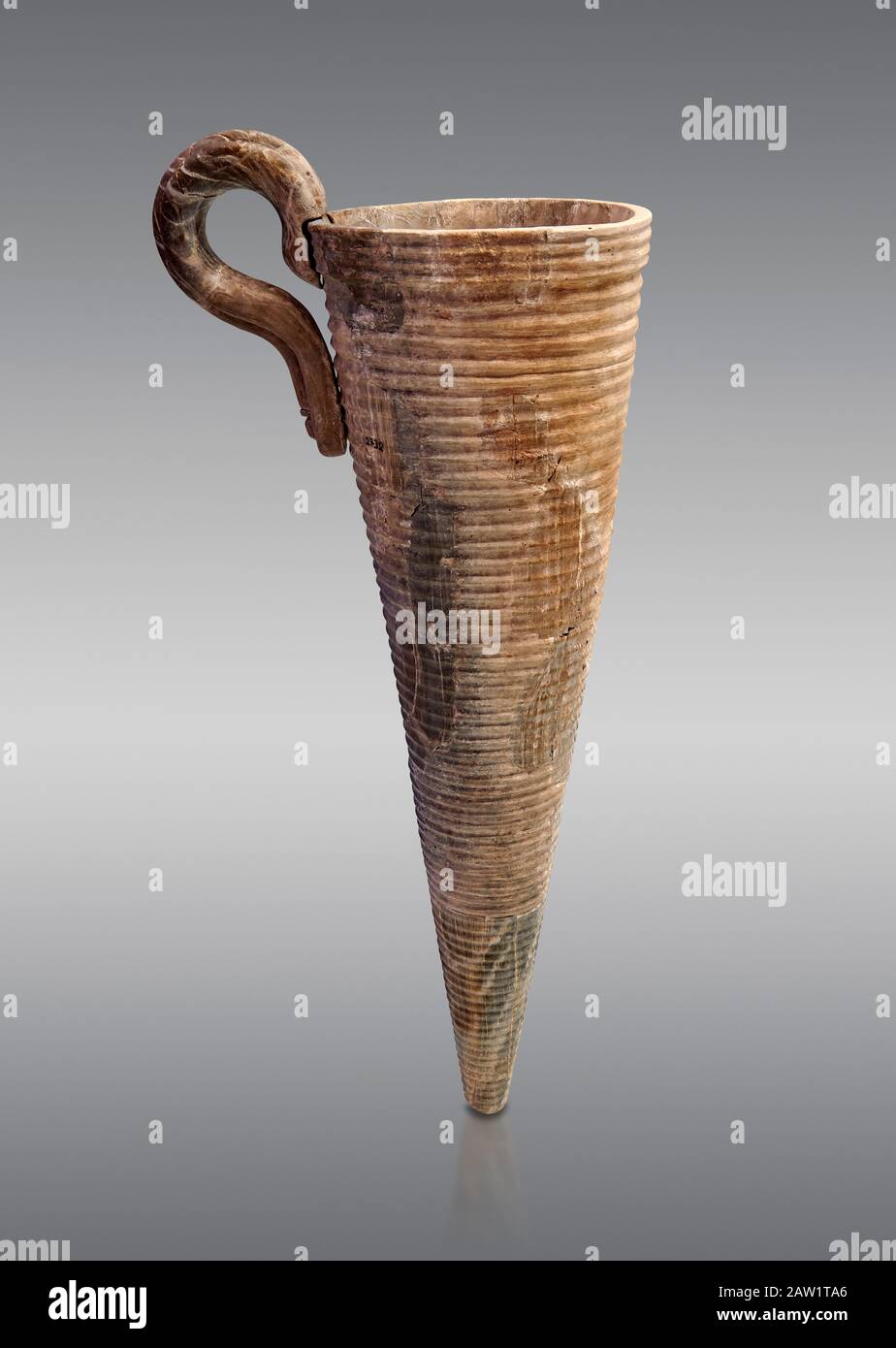 Minoan stone conical rhython with carved ring decoration, Zakros 1500 ...
