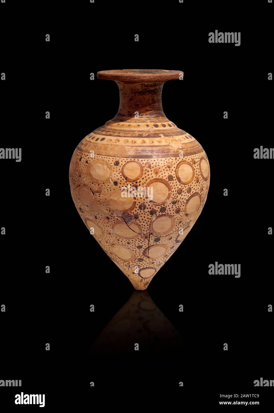 Minoan decorated rhython libation vessel with ring design, Gournia 1600 ...