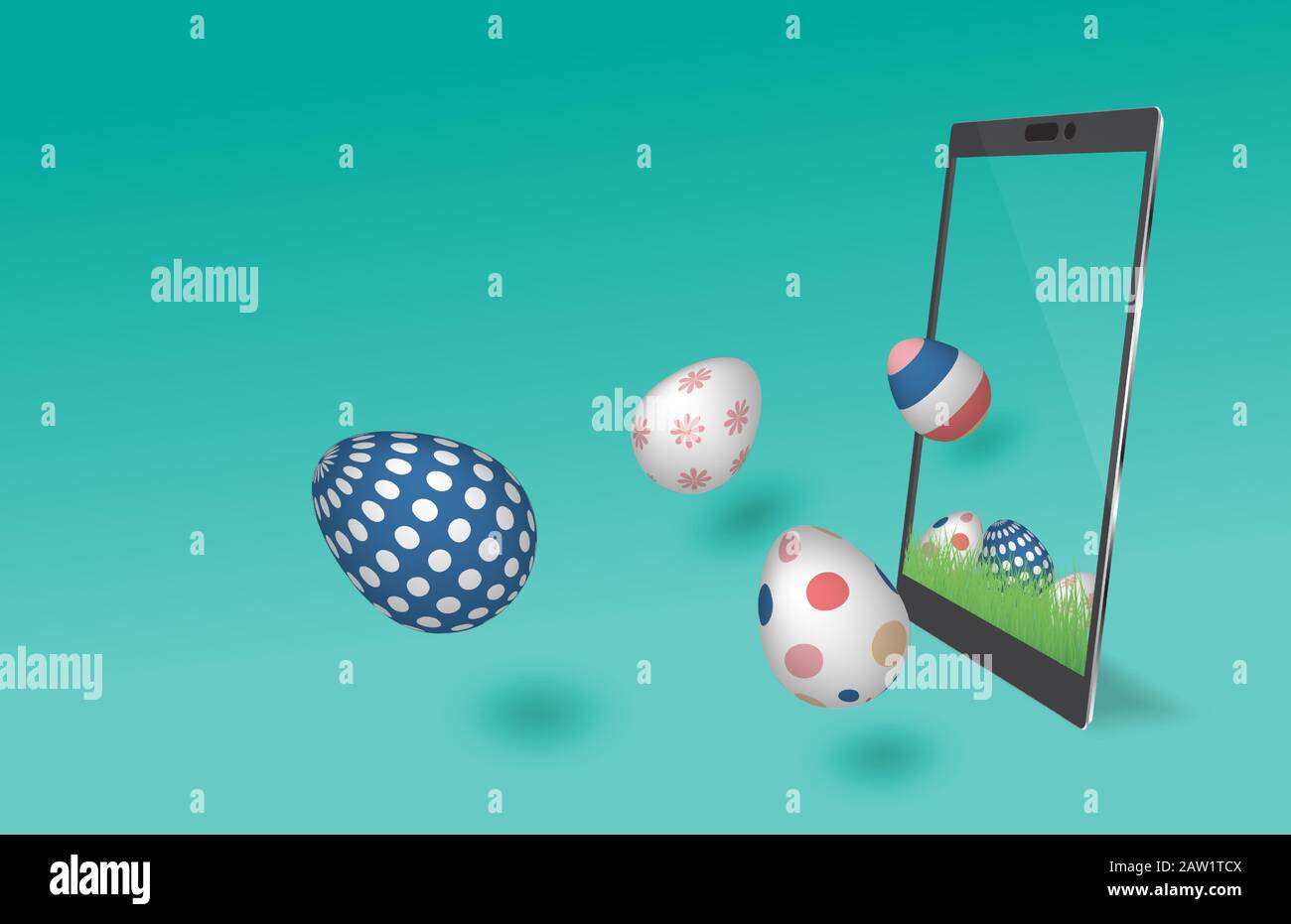 Sale banner, online shopping on mobile application concept. Easter sale ...