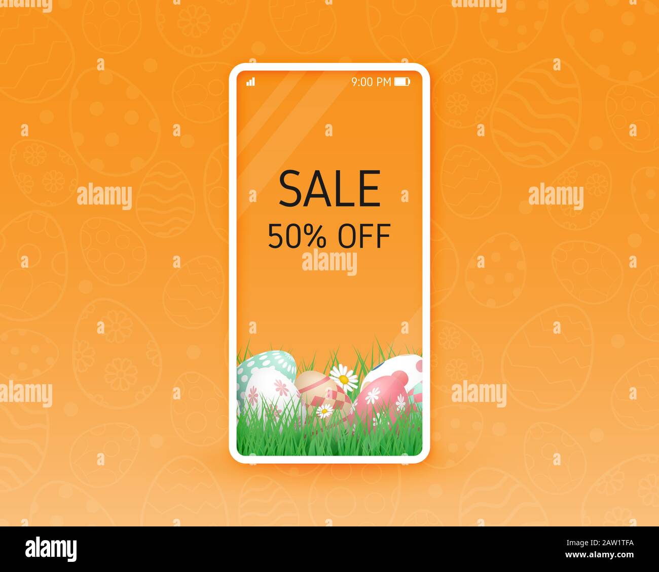 Sale banner, online shopping on mobile application concept. Easter sale ...