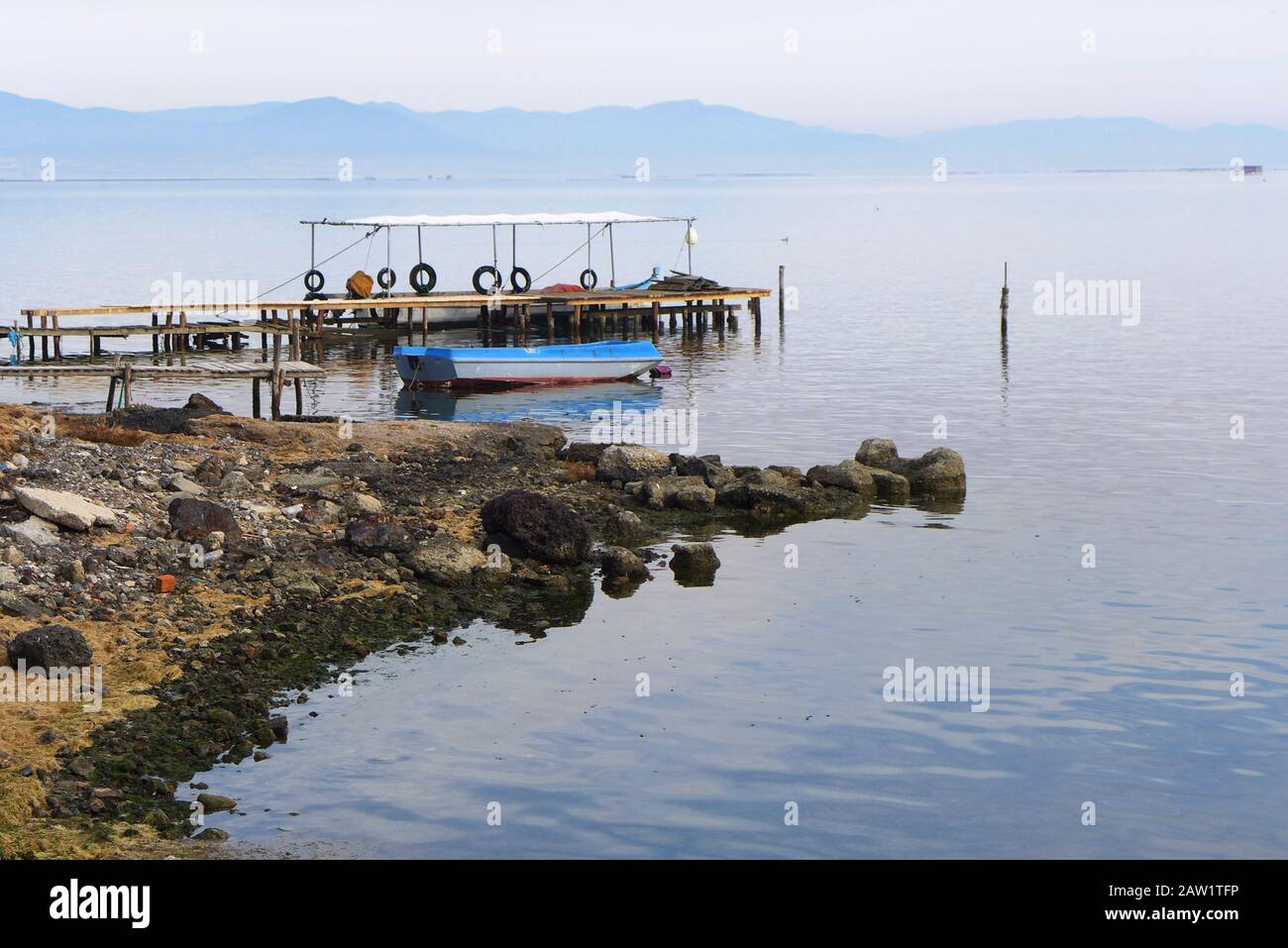 Fishing and mussel farms in the estuary of Axios river, gulf of ...