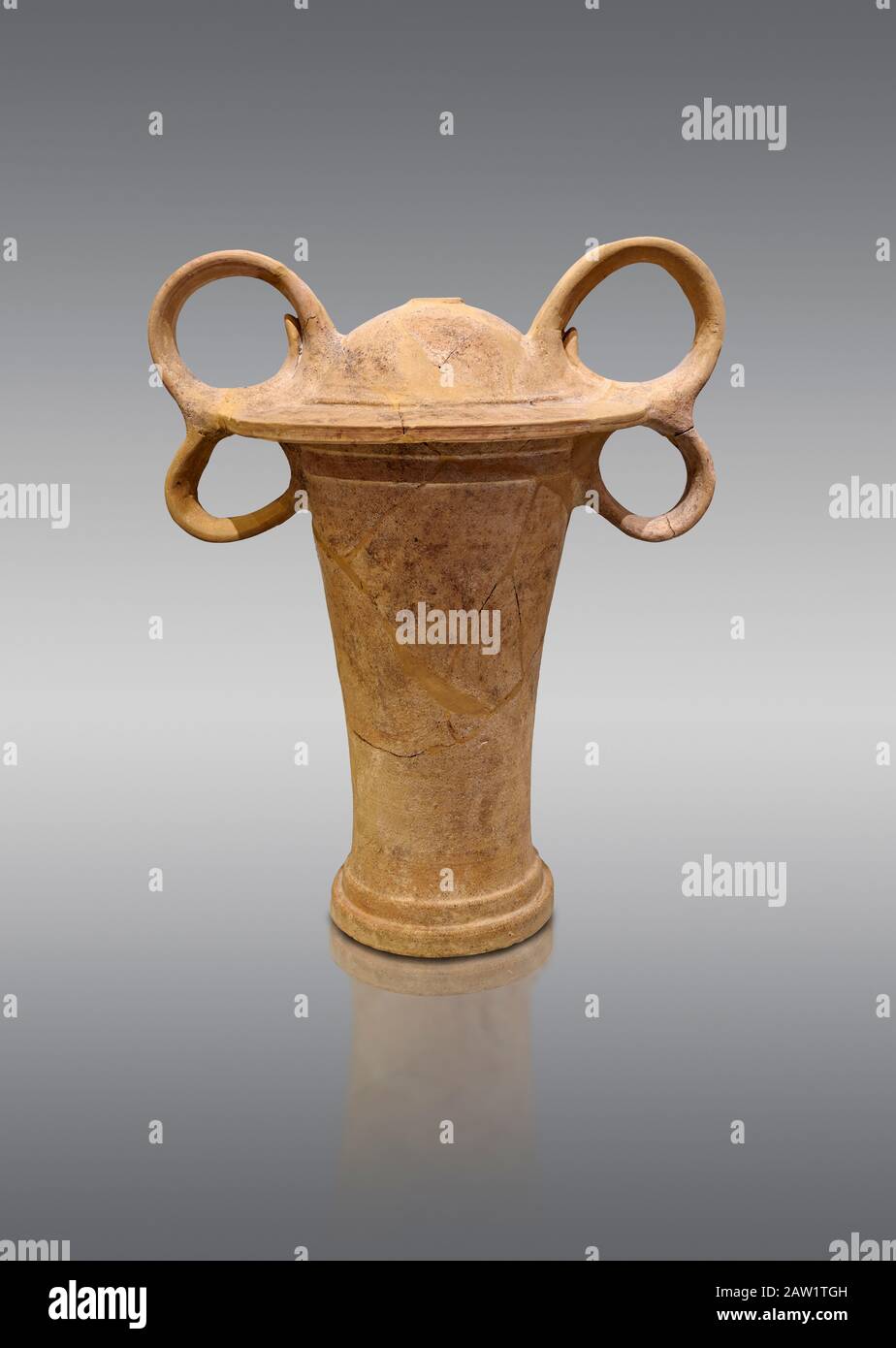 Minoan clay ritual vessel with figure of eight handles, Tomb of the ...