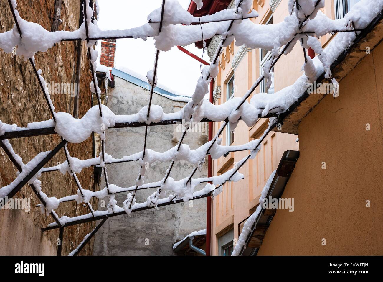 Perfectly shaped snow, snowy environment in the morning. Winter concept ...