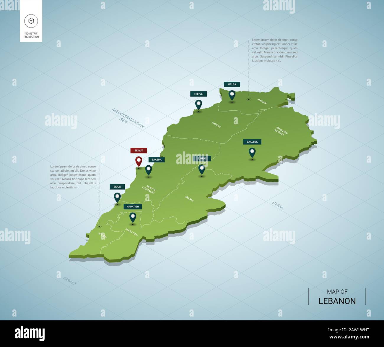 Lebanon map 3d Stock Vector Images - Alamy