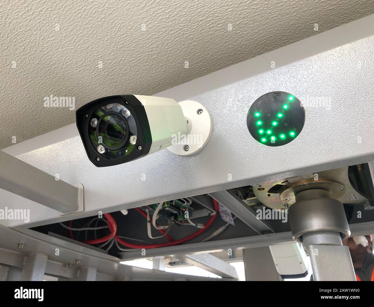 IP camera and green arrow indicator on turnstile Stock Photo - Alamy